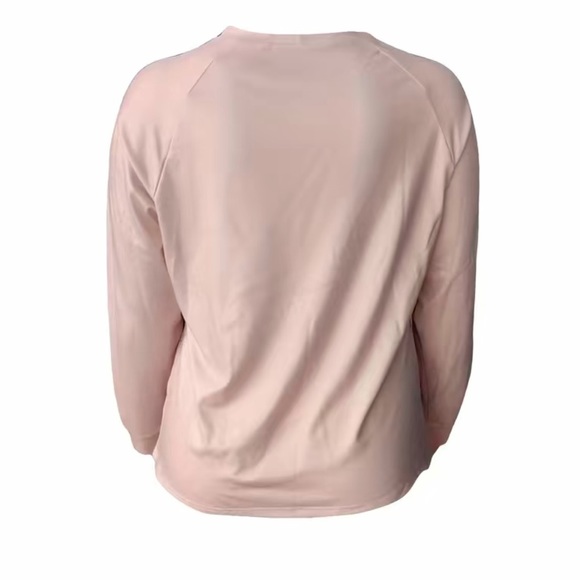 Tops | Nwt Plus Size Pink Santa Claus Christmas Round Neck Long Sleeve ...